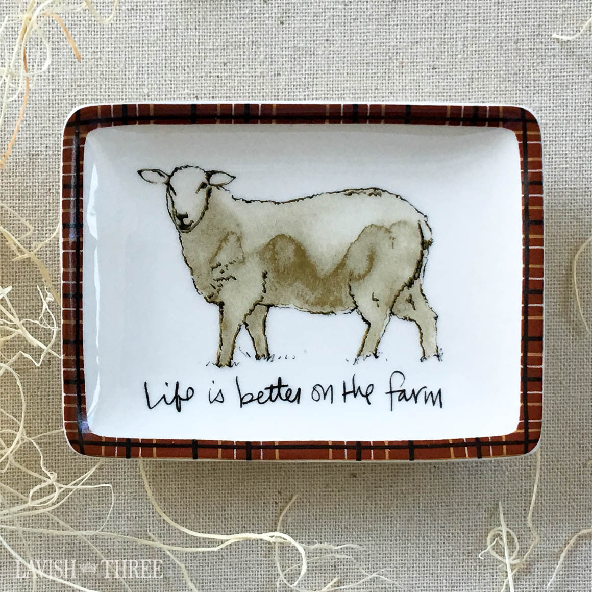 Faith, family, farm animals mini stoneware plate set of 4 with sayings ...