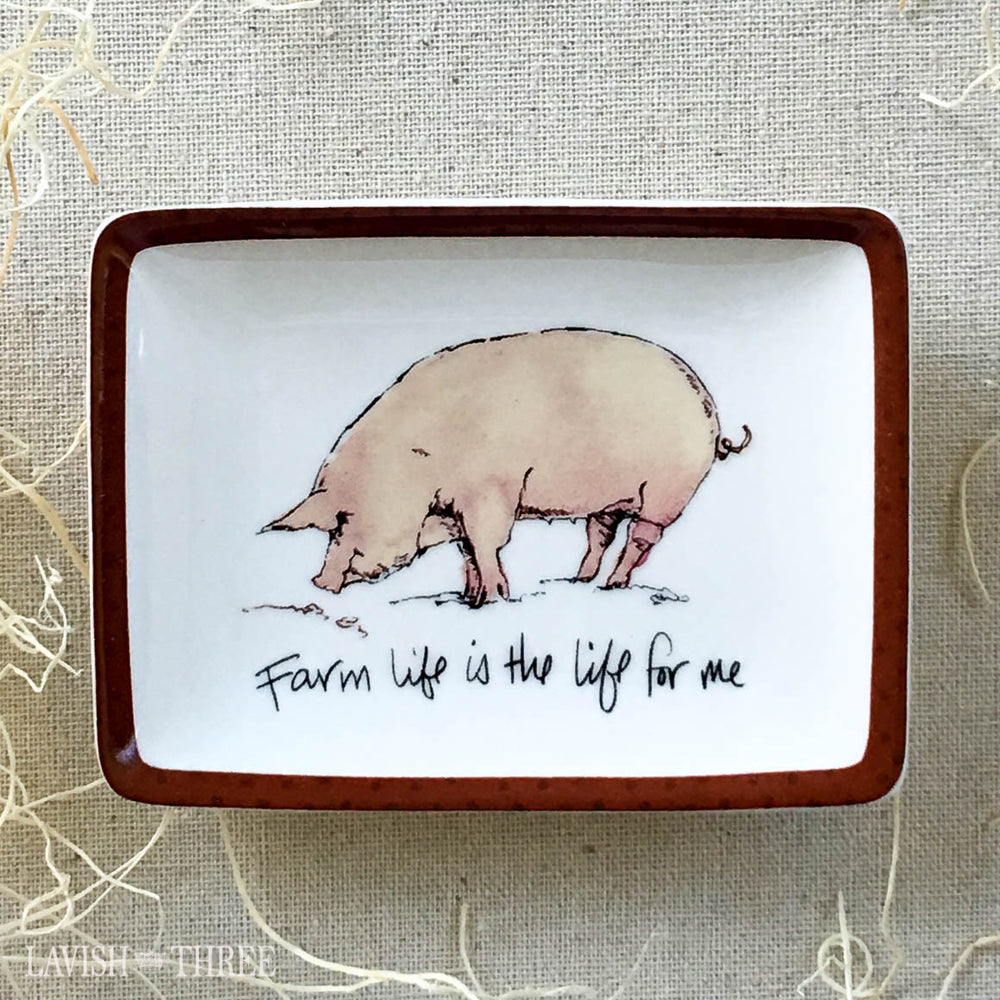 Faith, family, farm animals mini stoneware plate set of 4 with sayings ...